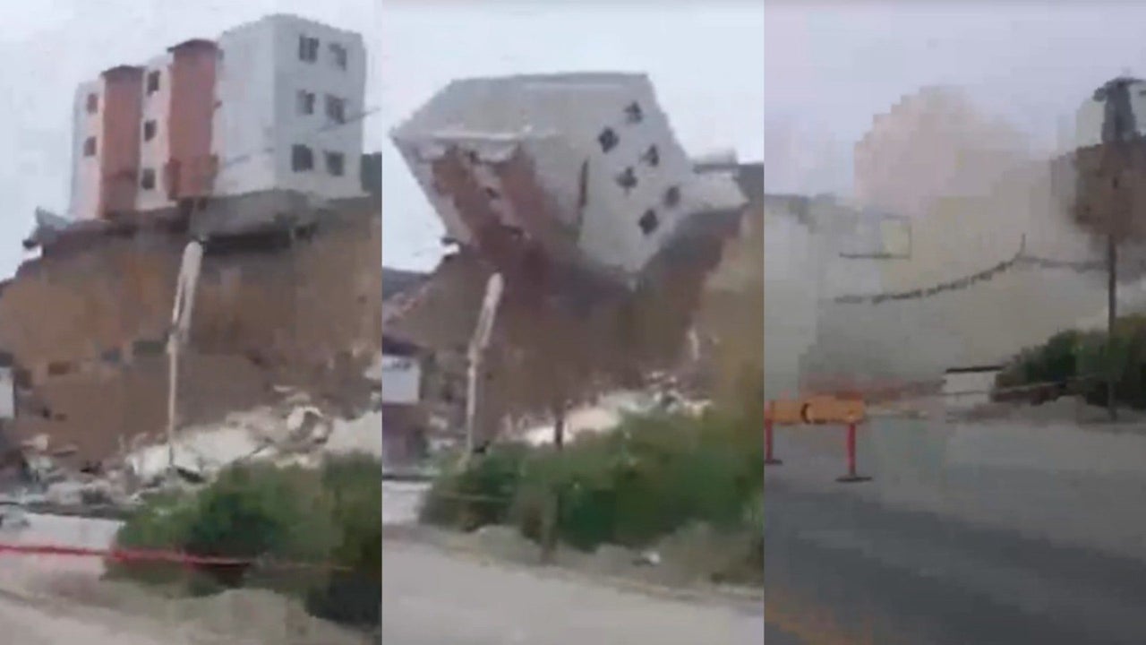 Video: Así fue el momento en el que un edificio en Tijuana, México, colapsa sobre una carretera ...