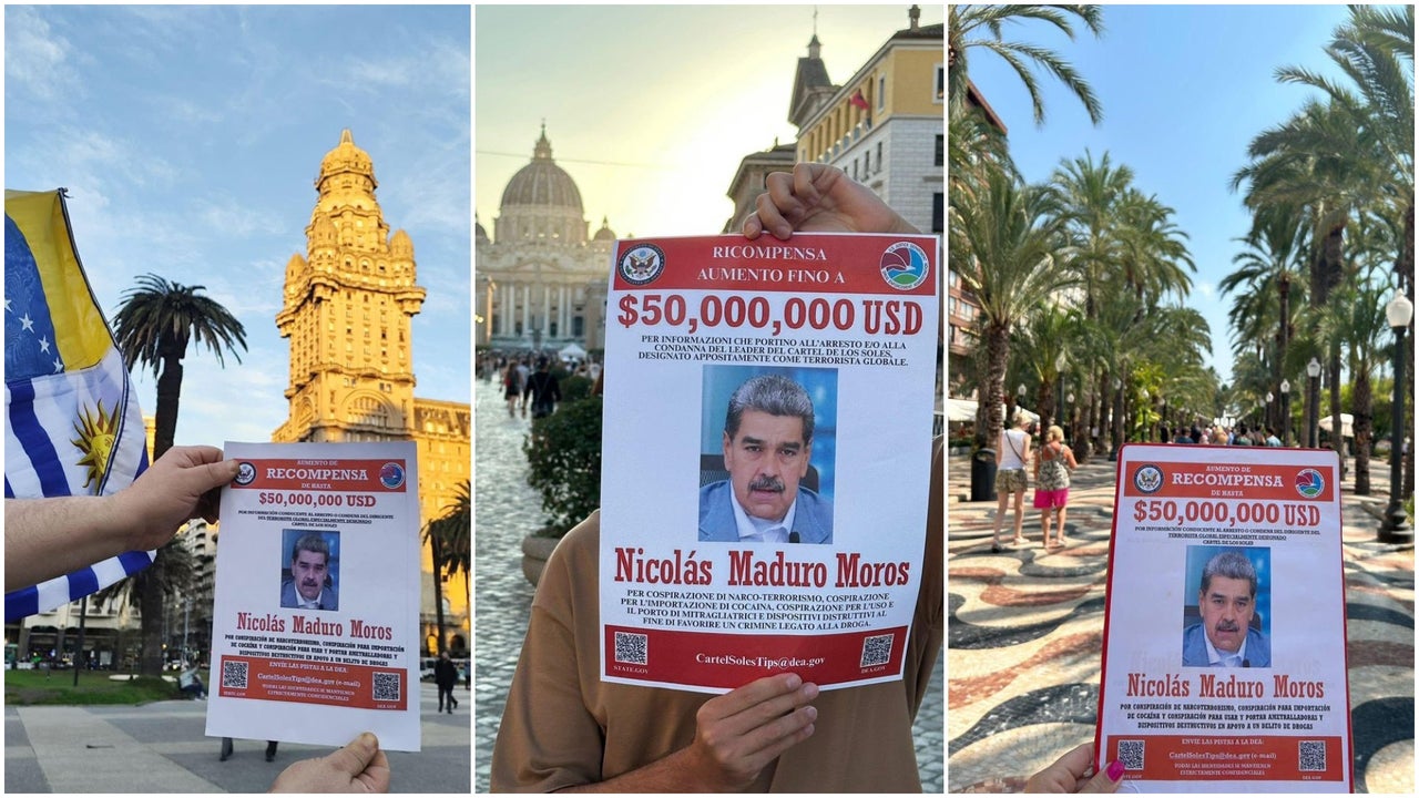 Afiches con la recompensa de Estados Unidos por Maduro se exhiben hasta ...